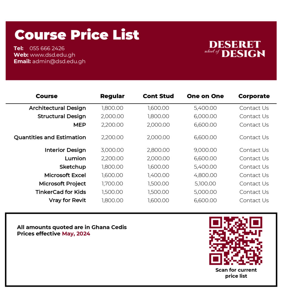 Price List - Deseret School of Design